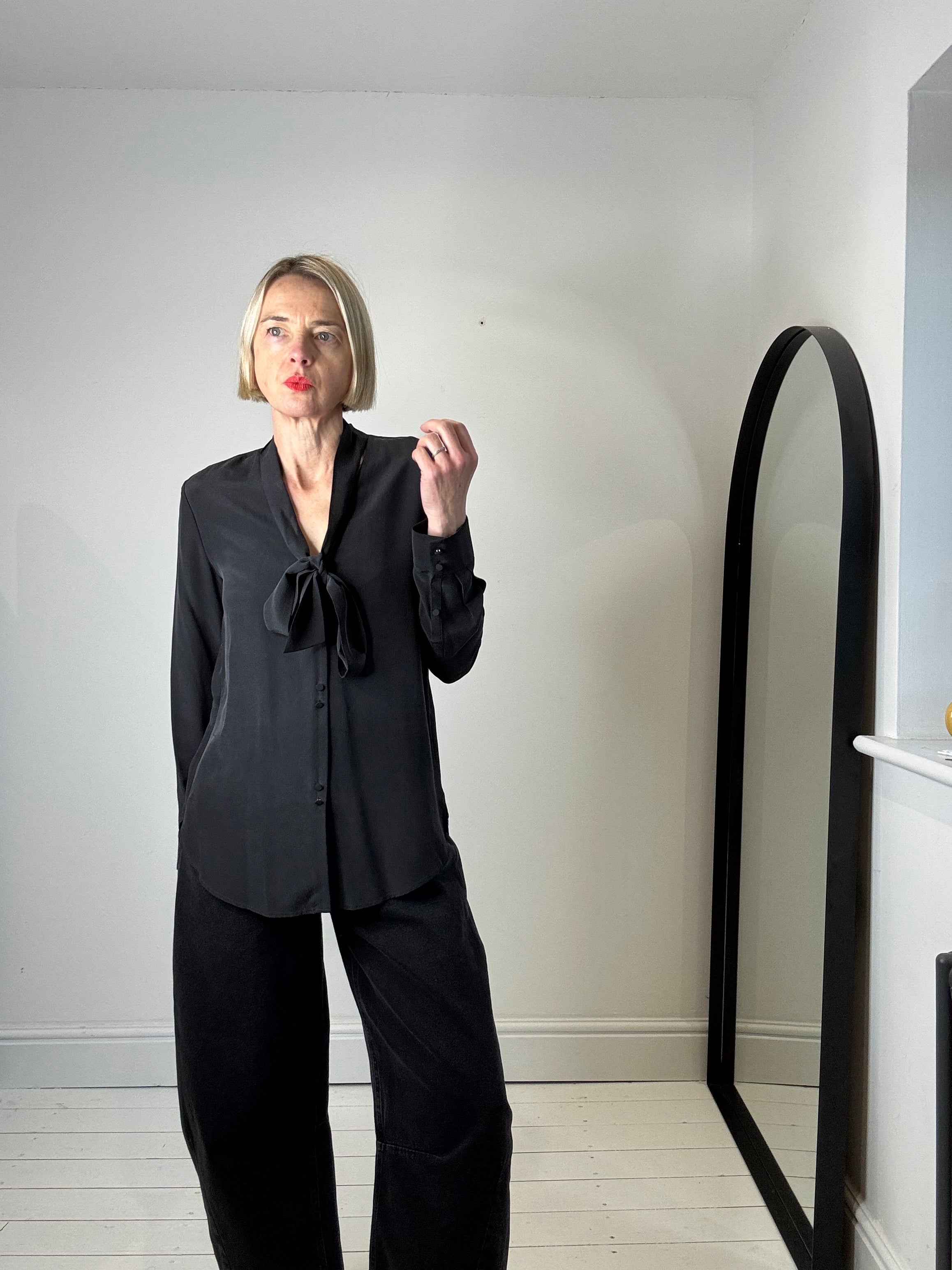 Tie neck silk blouse – The Curatory
